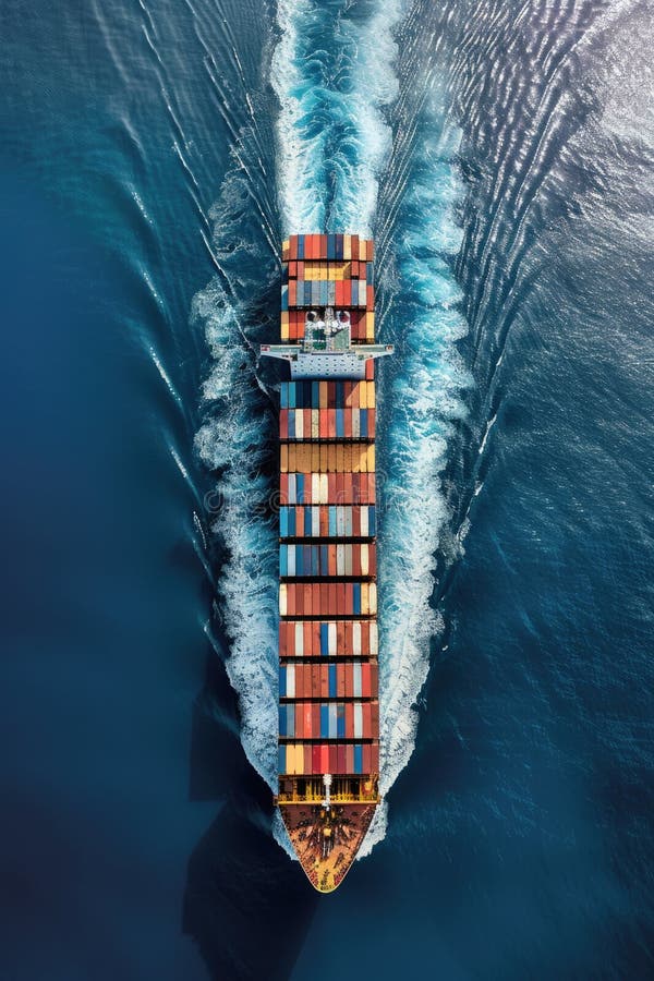 A Large Container Ship Sailing through the Ocean Stock Image - Image of ...