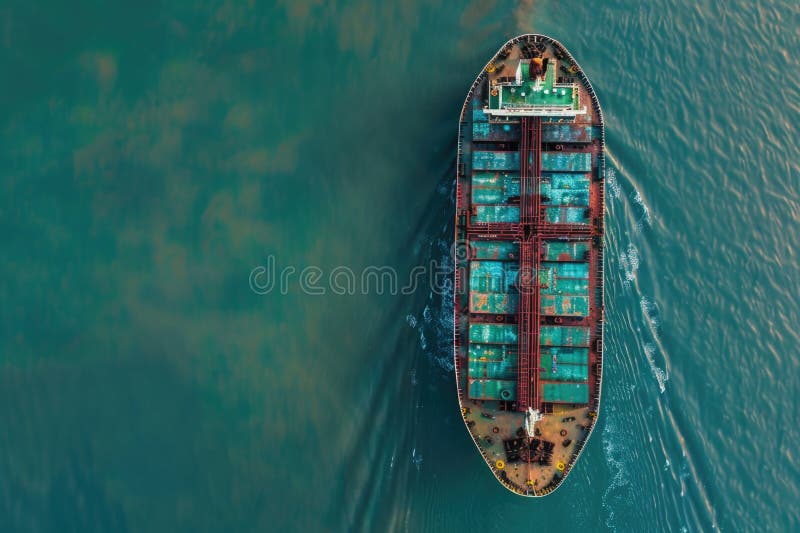 A Large Container Ship Sailing in the Open Ocean Stock Photo - Image of ...