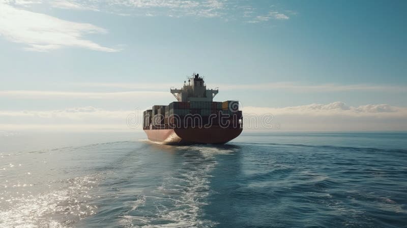 Large Container Ship Sailing on the Sea Stock Photo - Image of shipping ...