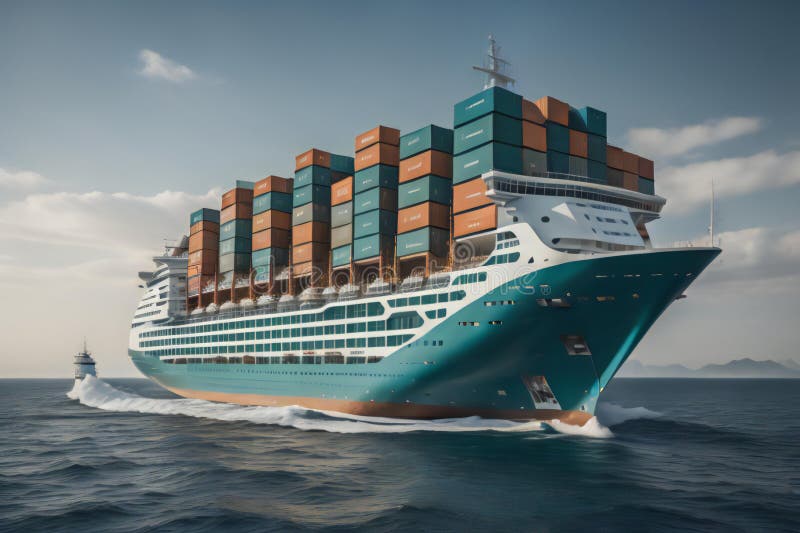Large Container Ship Sailing in the Sea. Ai Generated Stock ...