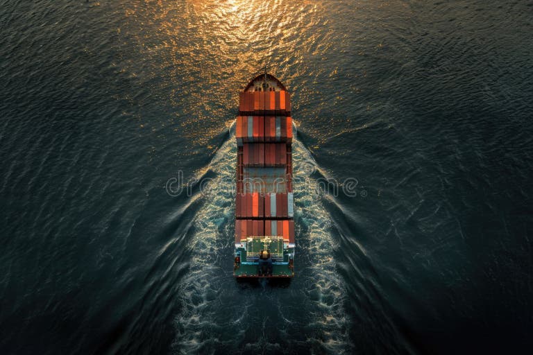 A Large Container Ship Sails Across the Open Water, with Cargo ...