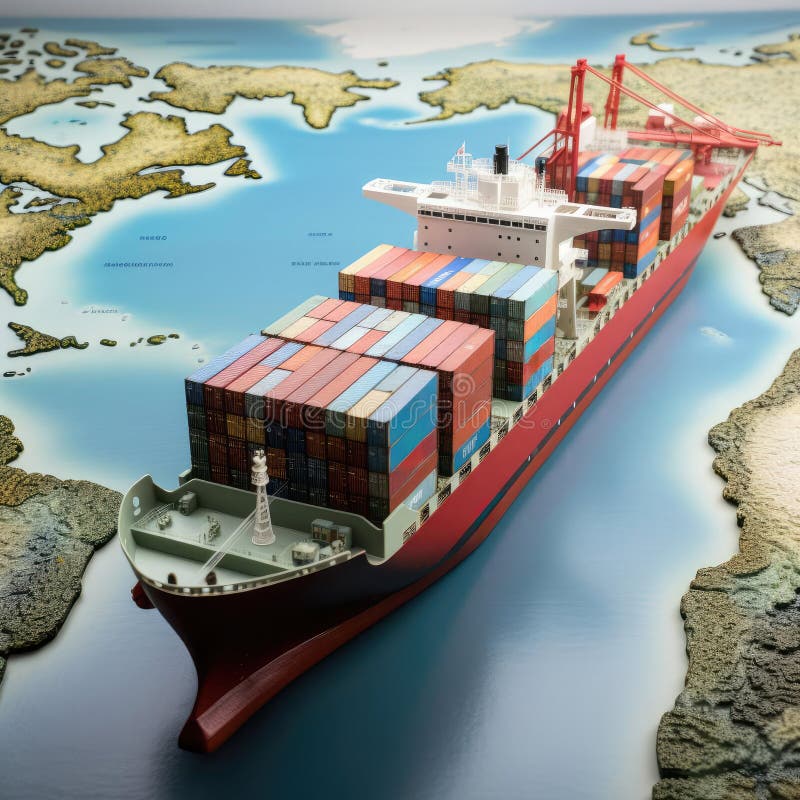 Container Ship Sails between Continents Stock Illustration ...