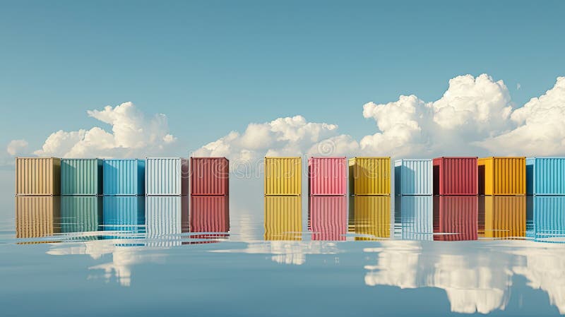 A Large Container Ship Sails through the Ocean with Stacks of Colorful ...