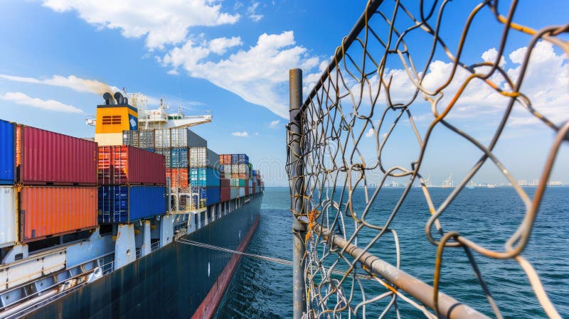 A Large Container Ship Sails through the Ocean with Stacks of Colorful ...