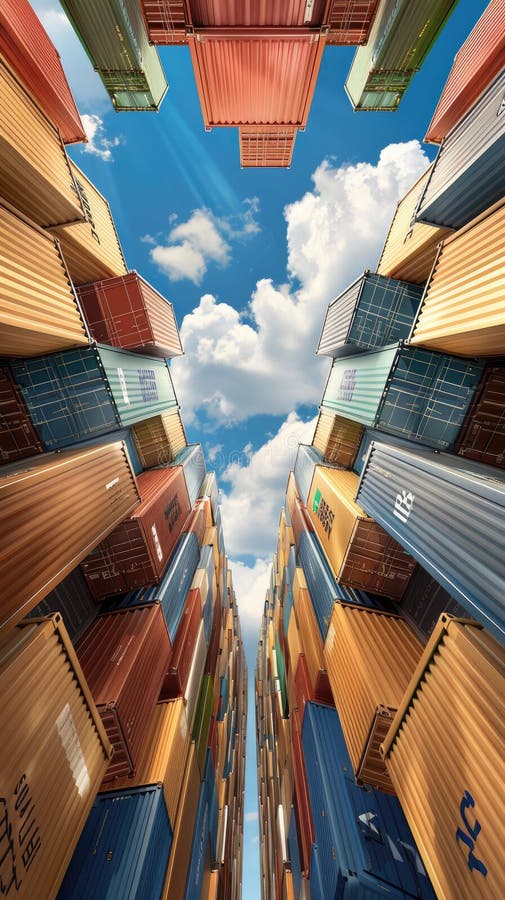 A Large Container Ship Sails through the Ocean with Stacks of Colorful ...