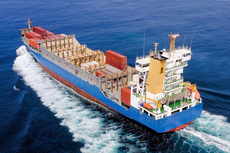 Large Container Ship at Sea, Aerial Image. Stock Image - Image of ...