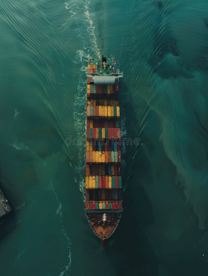 Large Container Ship at Sea Stock Photo - Image of vessel, global ...