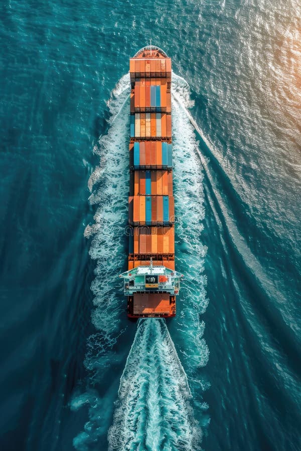 Large Container Ship at Sea Stock Illustration - Illustration of cargo ...