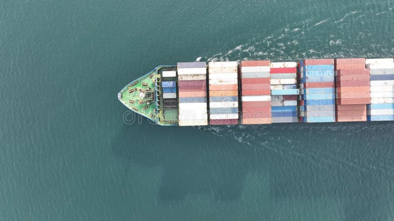Large Container Ship at Sea. Top Down View. Aerial Top View of Cargo ...