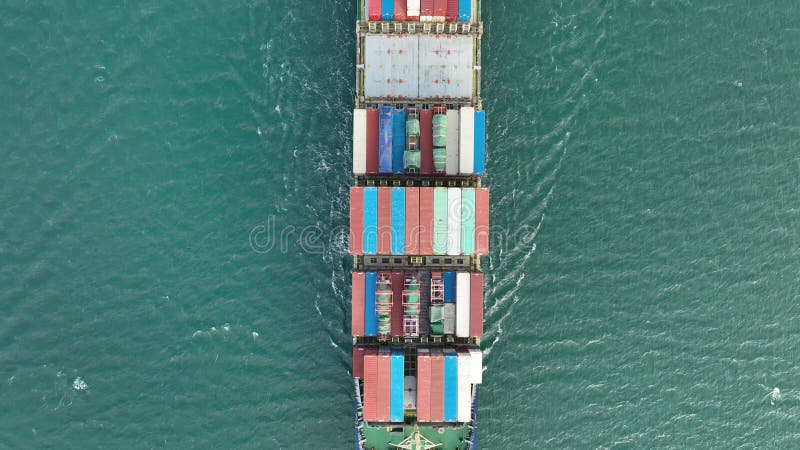 Top Down View. Aerial Top View of Cargo Container Ship Vessel Import ...