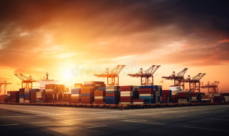 A Large Container Ship Sitting in the Middle of a Road. Container Ship ...