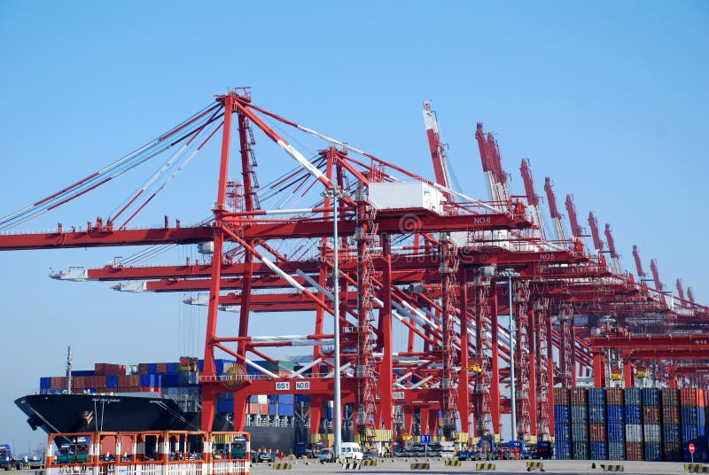 Large Container Terminal in Qingdao, China Editorial Photography ...
