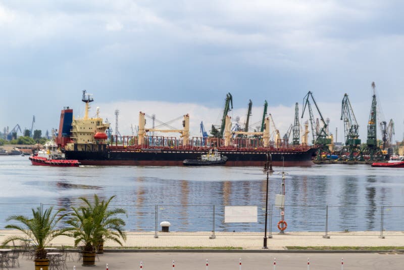 Large Container Vessel Being Served at the Port Editorial Stock Image ...