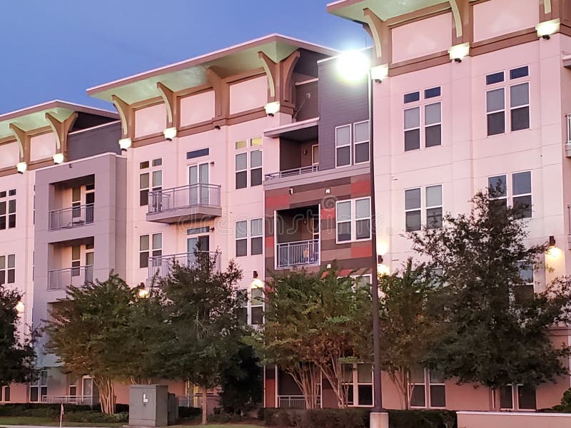 Large Contemporary Building at Sunset Stock Photo - Image of large ...