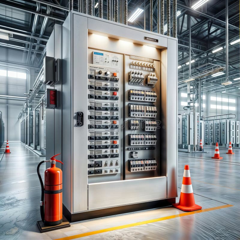 Large Control Panel Surrounded by Factory Safety Gear, Generative Ai ...