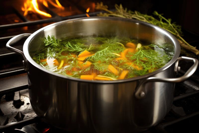 Large Cooking Pot Filled with Soup or Stew Stock Image - Image of ...
