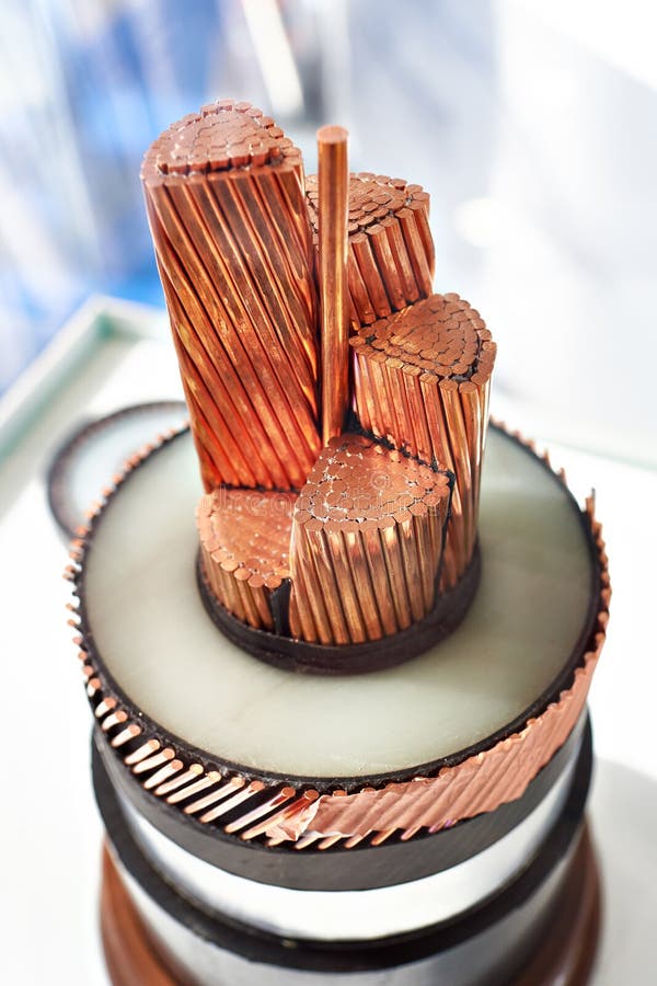 Large Copper Power Cable in Section Stock Image - Image of data, power ...