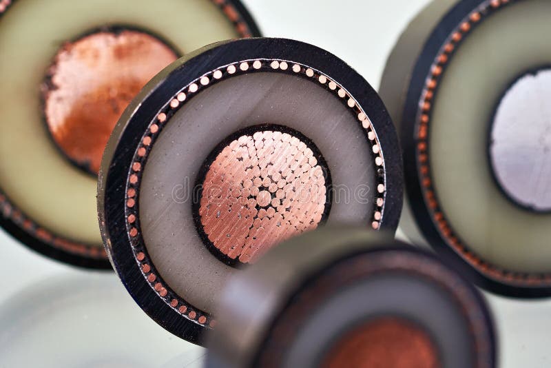 Large Copper Power Cable in Section Stock Photo - Image of industry ...