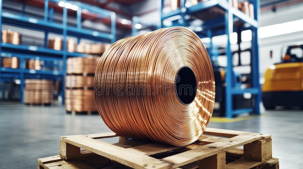 Large Copper Wire Roll Prepared for Loading at a Cable Manufacturing ...