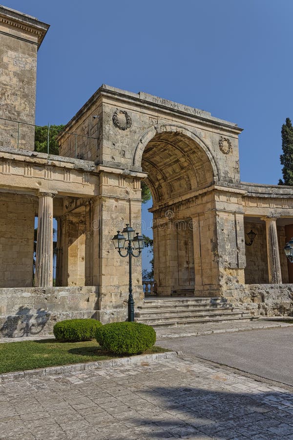 Large Covered Arch with Square Pillars in Corfu Old Town Stock Image ...