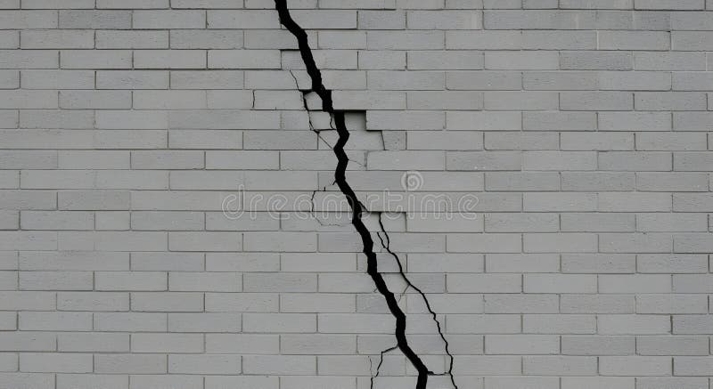 Large Crack Running through an Exterior Brick Wall Structure Stock ...