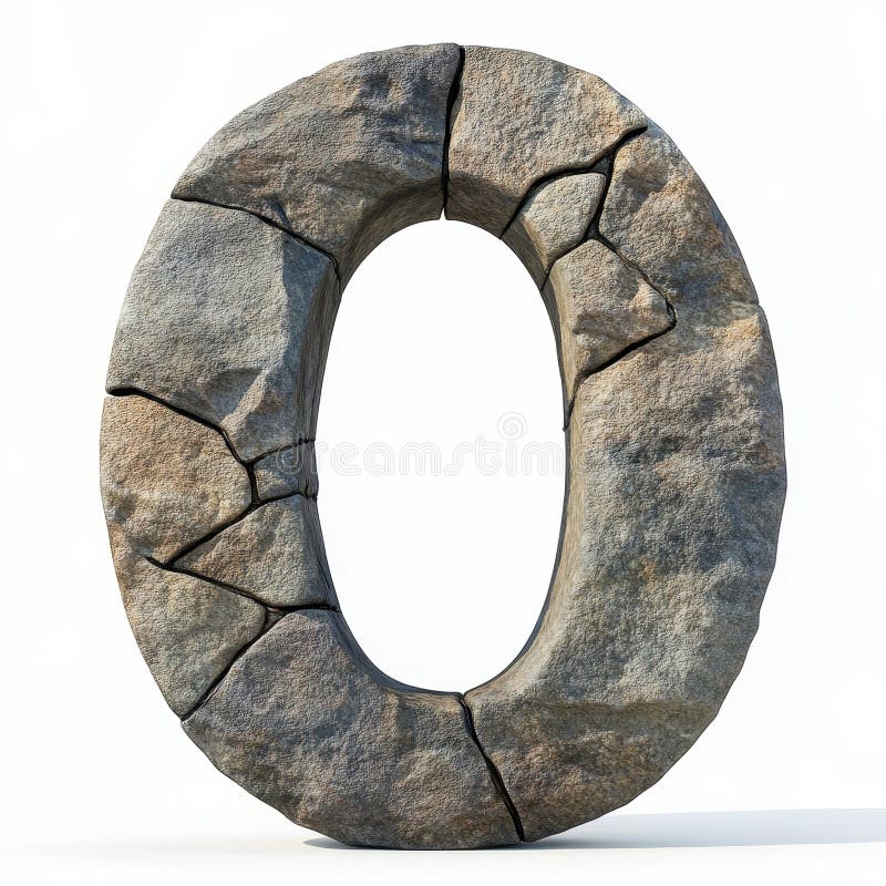 A Large, Cracked Stone Sculpture Shaped Like the Number Zero ...