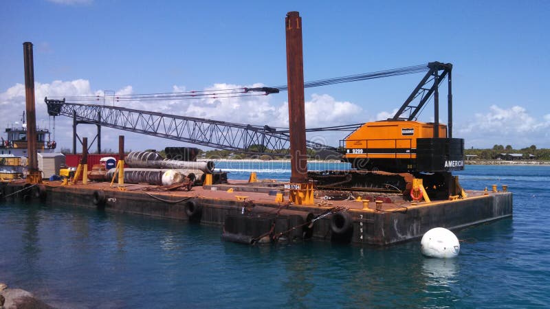Large Crane Vessel Installing the Platform in Offshore,crane Barge ...