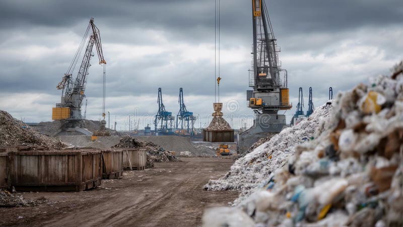 Crane Lifting Garbage in Industrial Waste Management Facility Stock ...