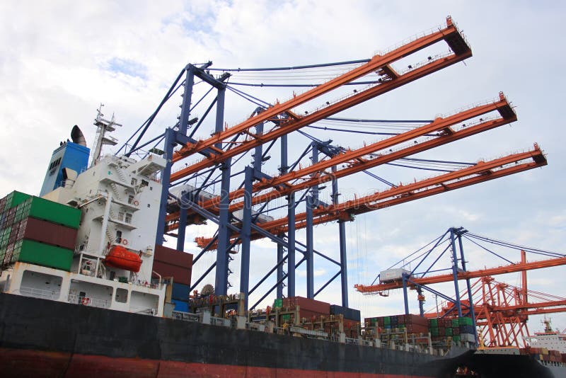 Large Crane for Loading and Unloading. Stock Image - Image of ...