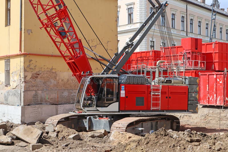 Large Crane Machinery at the Construction Site Stock Photo - Image of ...