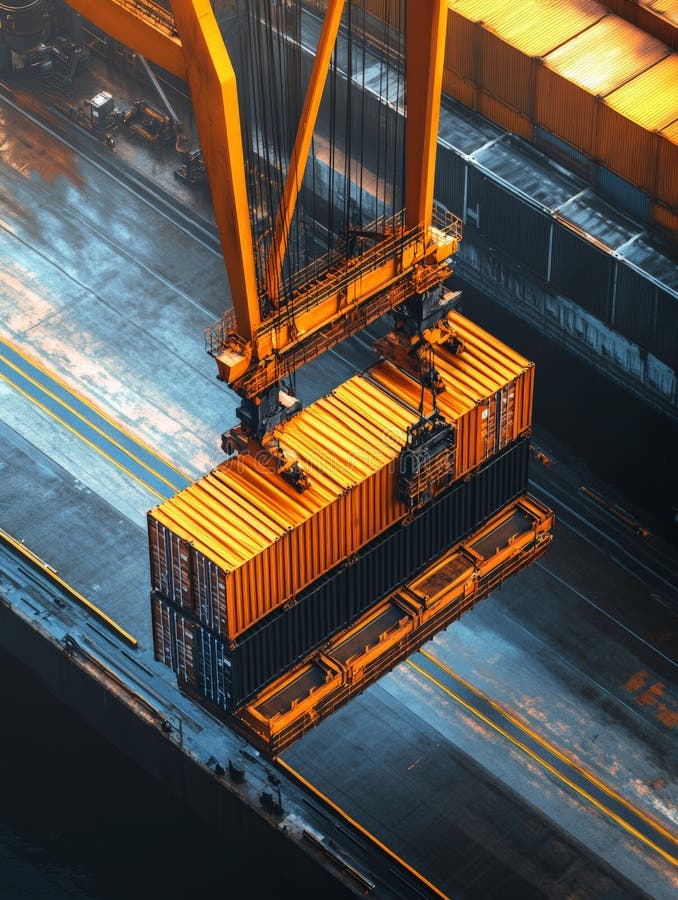 A Large Crane Operates at a Port, Lifting Cargo Containers for Loading ...