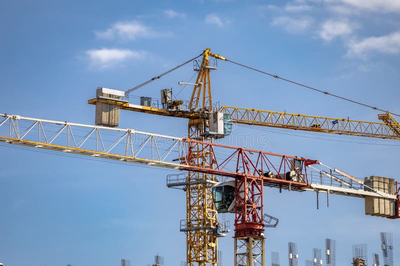 Large Cranes in Construction. an Image of a Tower Crane Against the ...