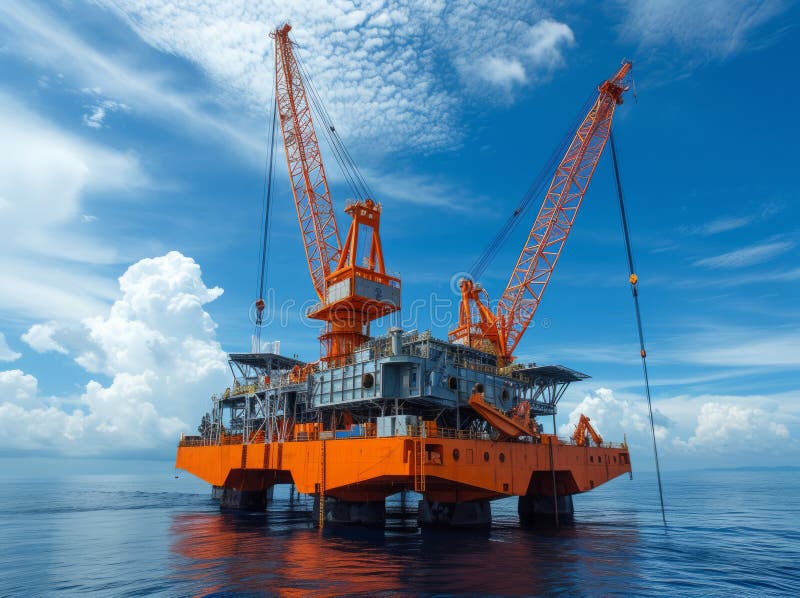 Large Cranes at Work at Sea or Harbour Stock Illustration ...