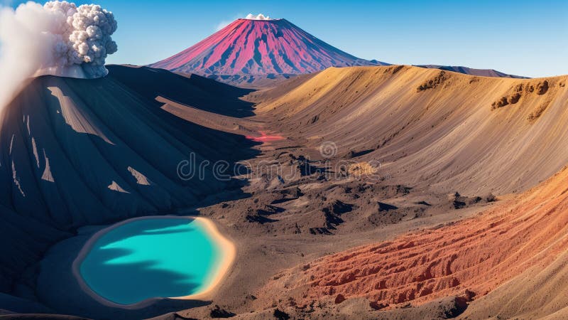 A Large Crater with a Pool of Water Stock Illustration - Illustration ...