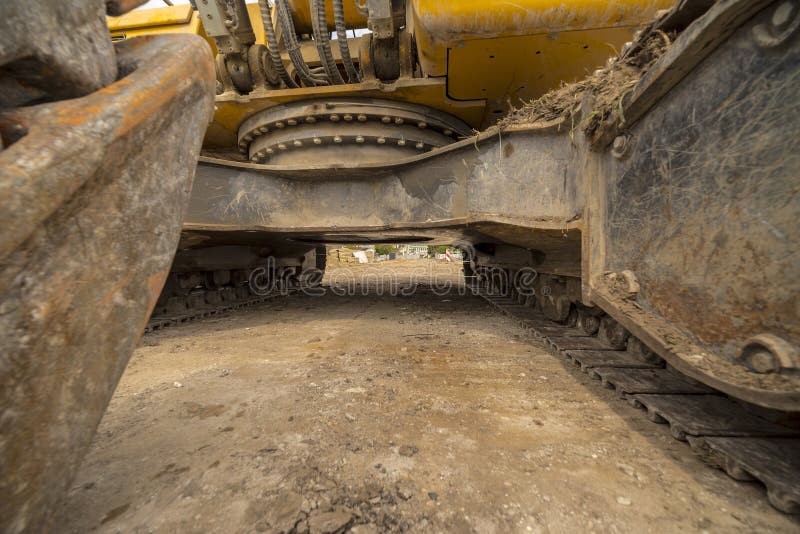 Large Crawler Excavator - Front View. Stock Image - Image of tire ...