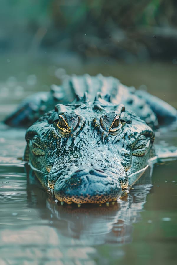 Large Crocodile in the Water. Selective Focus Stock Photo - Image of ...