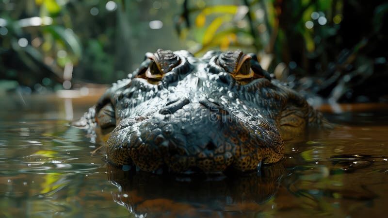 Large Crocodile in the Water. Selective Focus Stock Photo - Image of ...