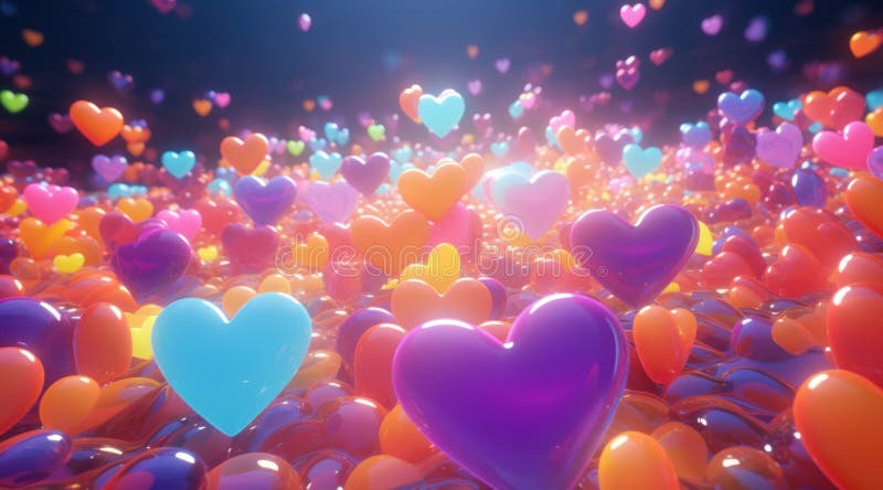 A Large Crowd of Colourful Hearts Stock Photo - Image of assorted ...
