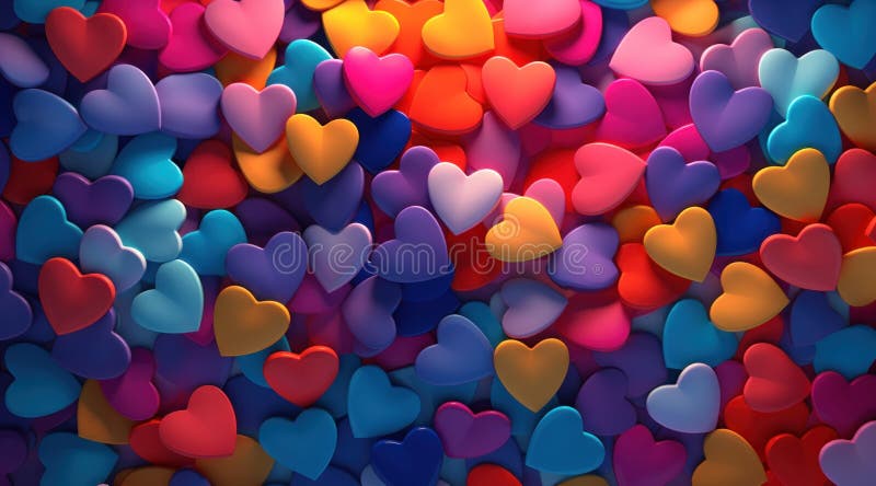 A Large Crowd of Colourful Hearts Stock Photo - Image of diverse ...