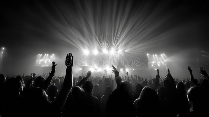 Generative AI Exciting Live Concert Scene with Energetic Crowd and ...