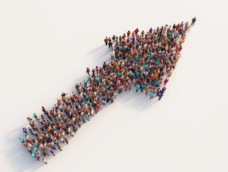 Human Arrow: Collective Progress Stock Illustration - Illustration of ...