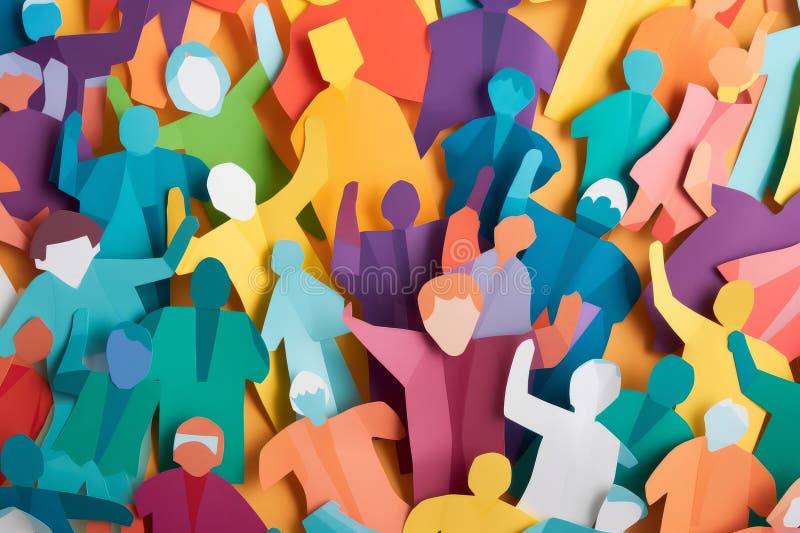 Crowd People Paper Cut Style Stock Illustrations – 190 Crowd People ...