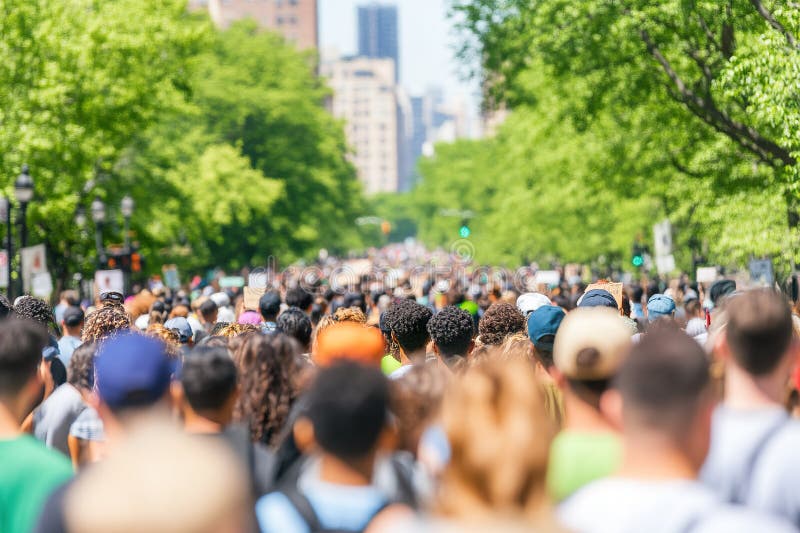 Large Crowd of Diverse People Walking in a Park on a Sunny Day Stock ...