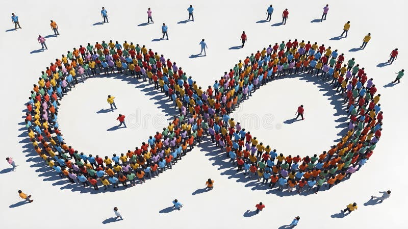 Large Crowd Forming Infinity Symbol Representing Autism ADHD ...