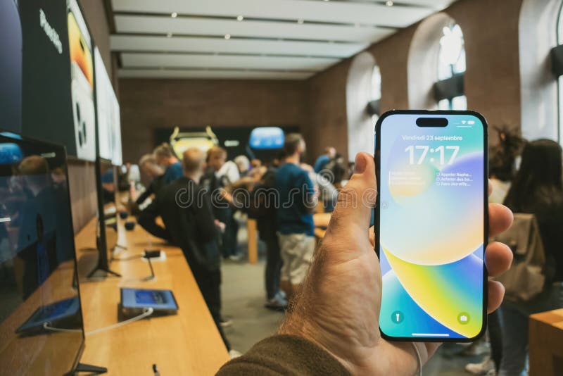 Large Crowd Inside Apple Computers Store during the Launch of Latest ...
