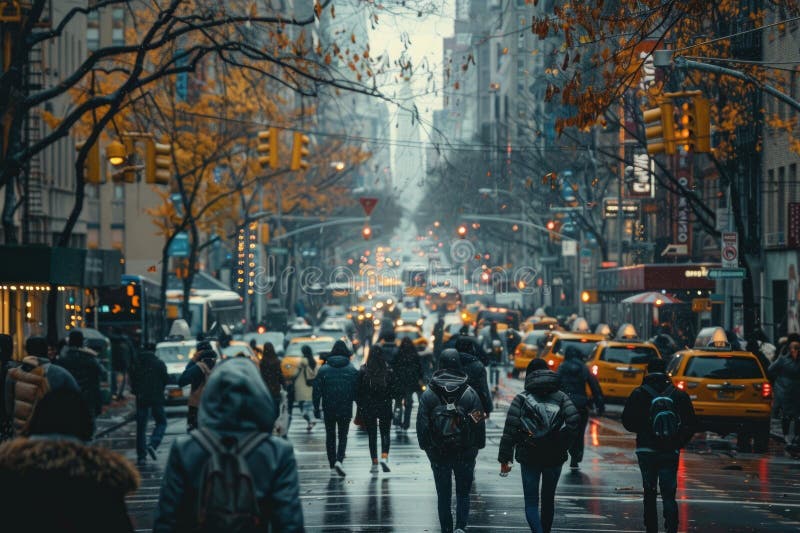 Large Crowd Marching in an Urban Protest on City Streets Stock Image ...