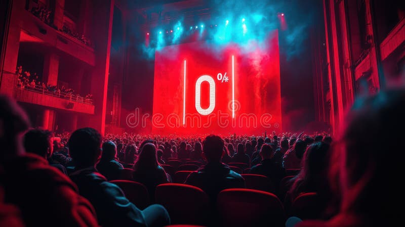 A Large Crowd of People Attending a Concert in a Darkened Concert Hall ...