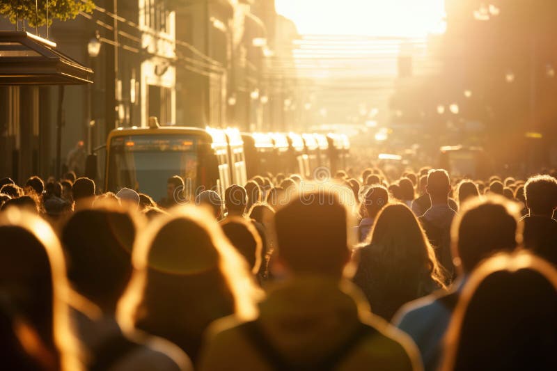 Large Crowd of People Commuting To Work in the Morning Stock ...