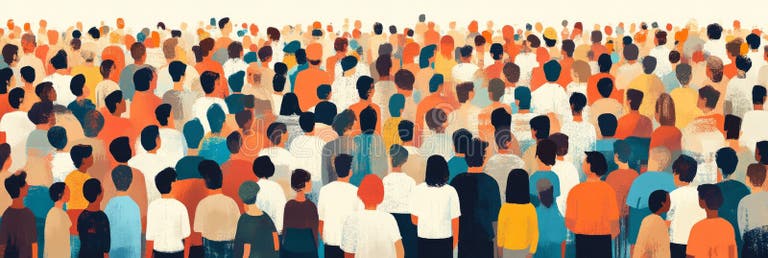 Large Crowd of People Facing the Same Direction, Concept of Global ...