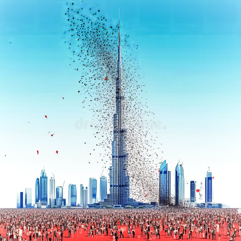 Large Crowd of People are Gathered in Front of a Tall Building Stock ...